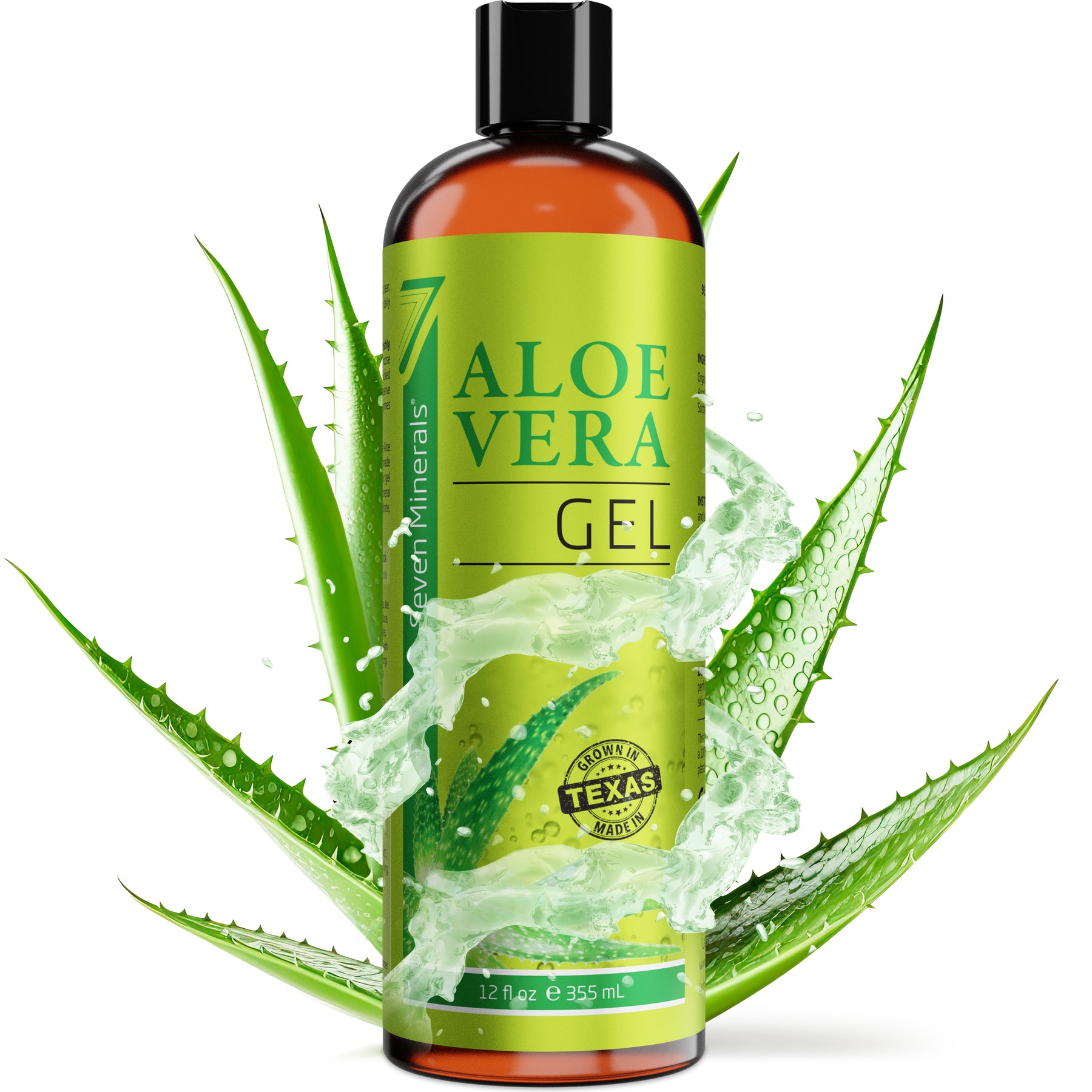Aloe Vera GEL - 99% Organic - NO XANTHAN, 12 Oz ~ Seven Minerals
