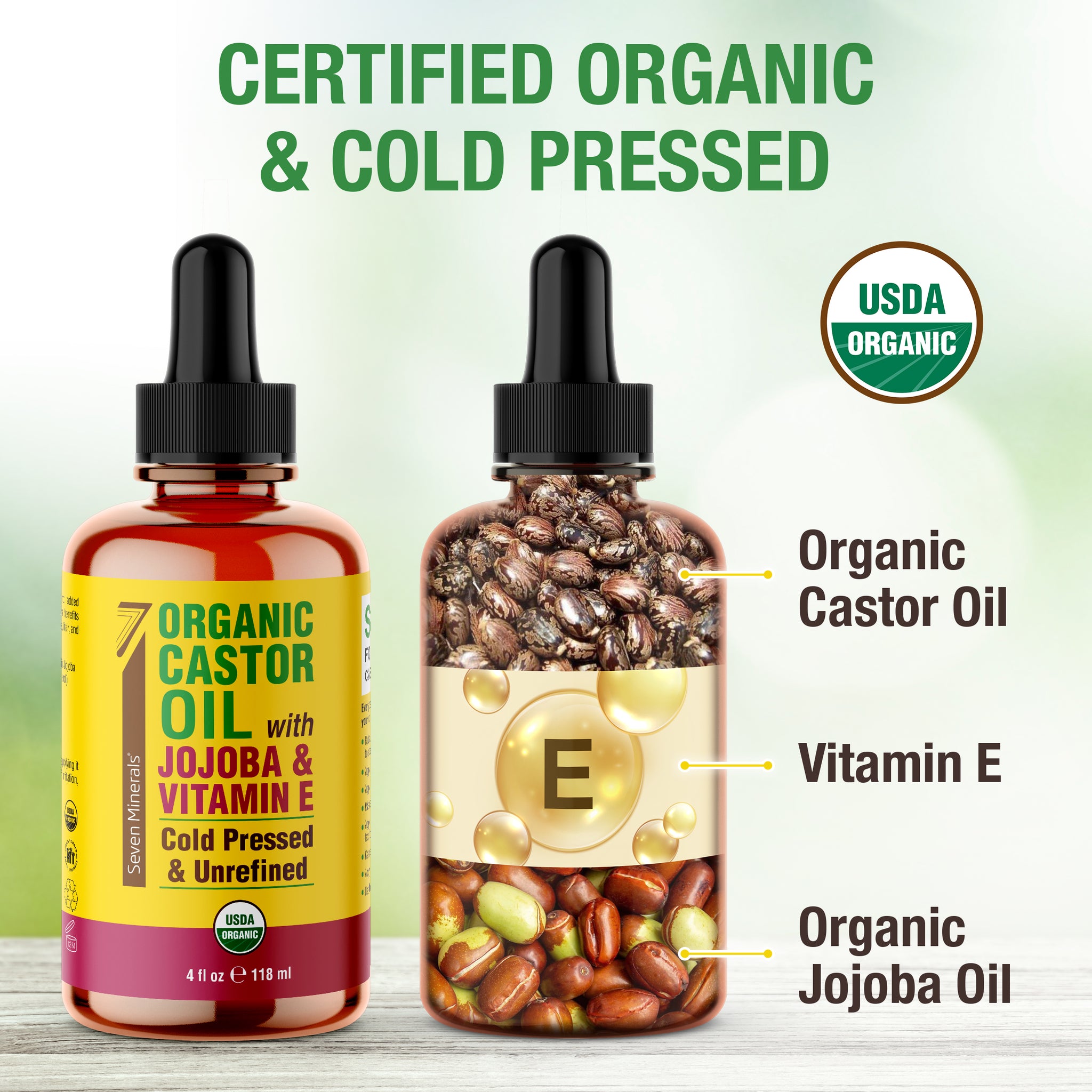 USDA Castor Oil with Jojoba 4oz - Seven Minerals