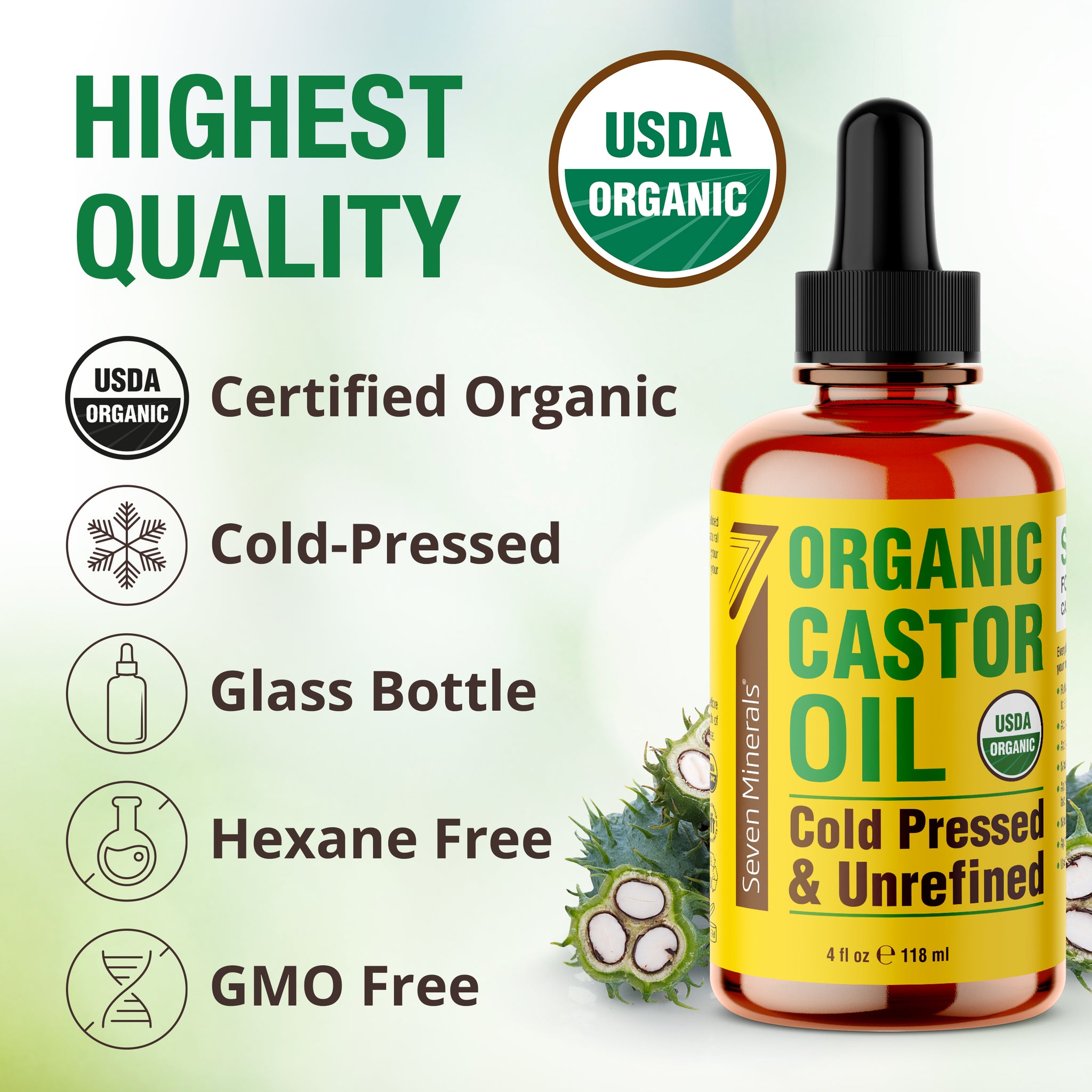 USDA Castor Oil 4oz - Seven Minerals