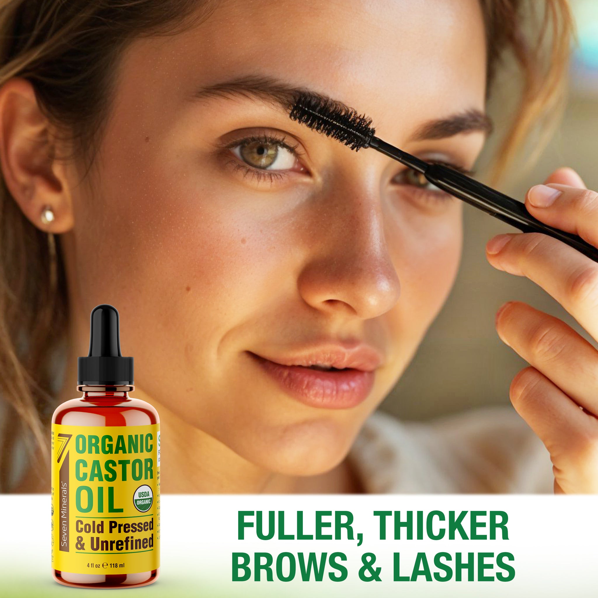 USDA Castor Oil 4oz with Eyebrow Kit - Seven Minerals
