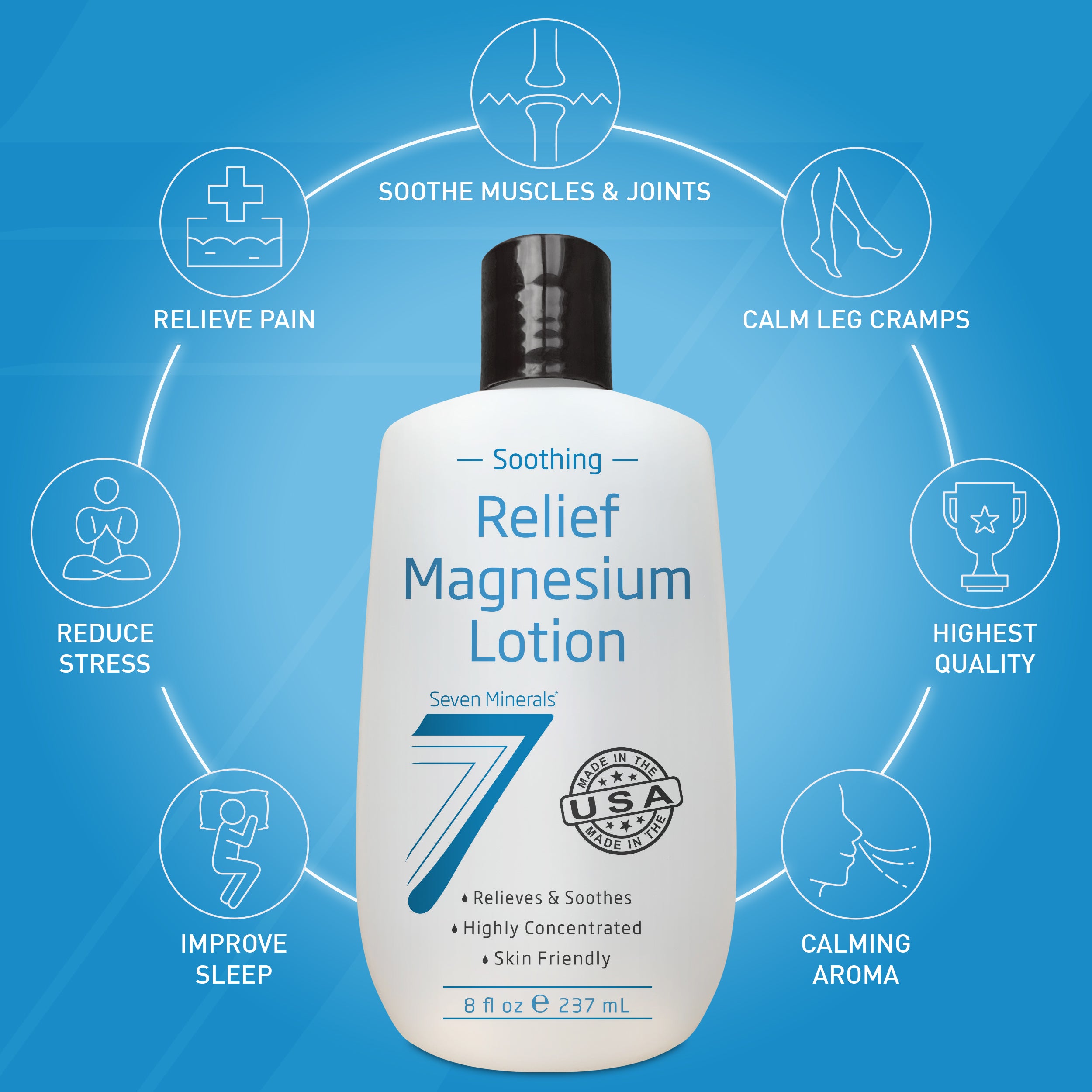 Magnesium Lotion for Soothing Relief and Relaxation - 8oz - Seven Minerals