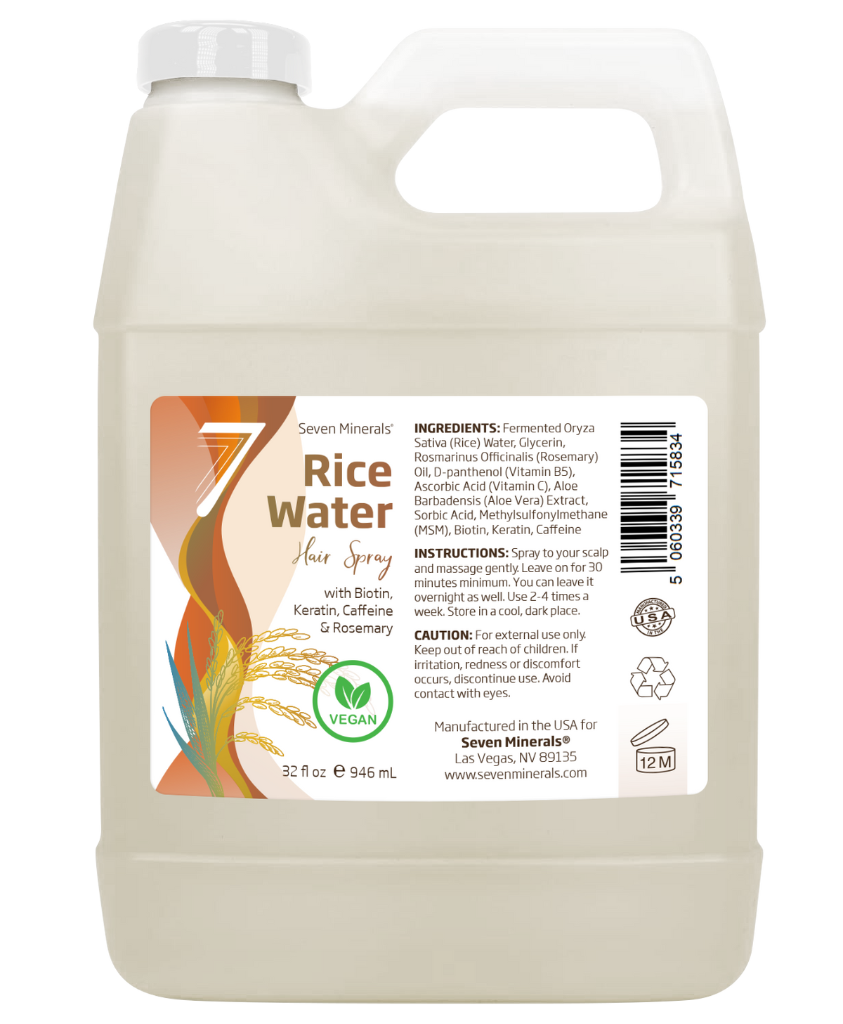 Rice Water Spray 4oz Biotin - Seven Minerals