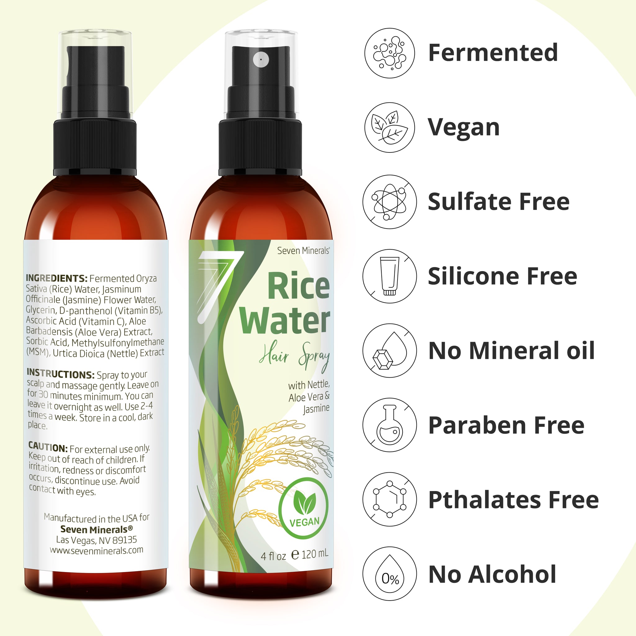 Rice Water Spray 4oz Nettle - Seven Minerals