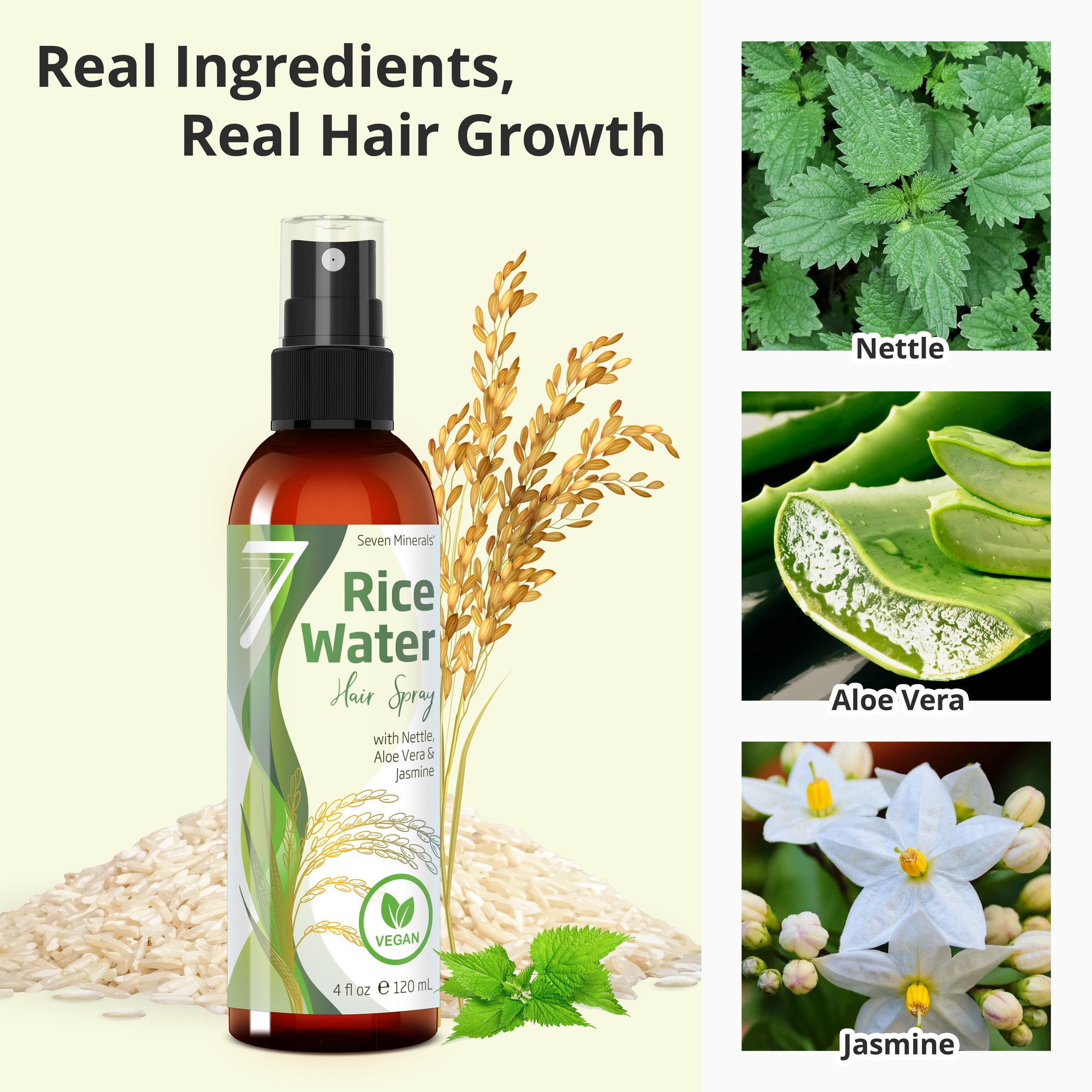 Rice Water Spray 4oz Nettle - Seven Minerals