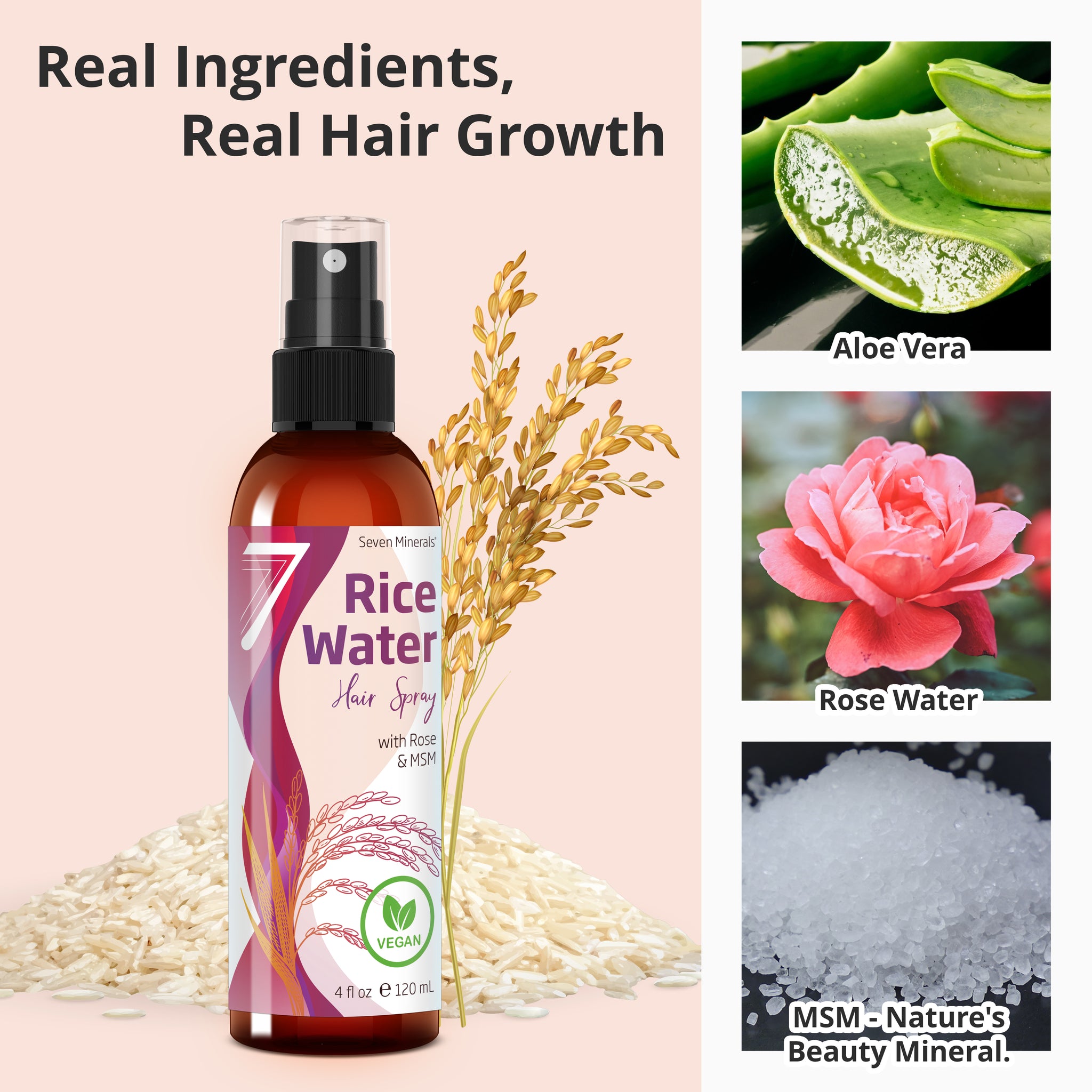 Rice Water Spray 4oz Rose - Seven Minerals