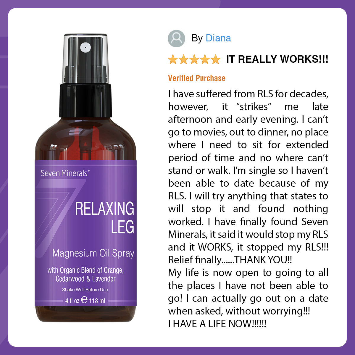 Restless Legs Magnesium Spray, 4 Oz ~ Seven Minerals